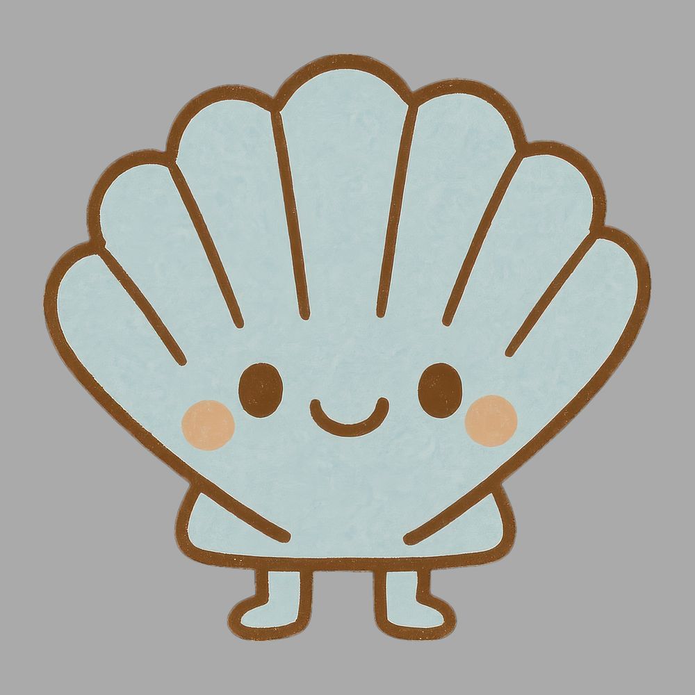 Cute smiling seashell character vector | Free Vector - rawpixel