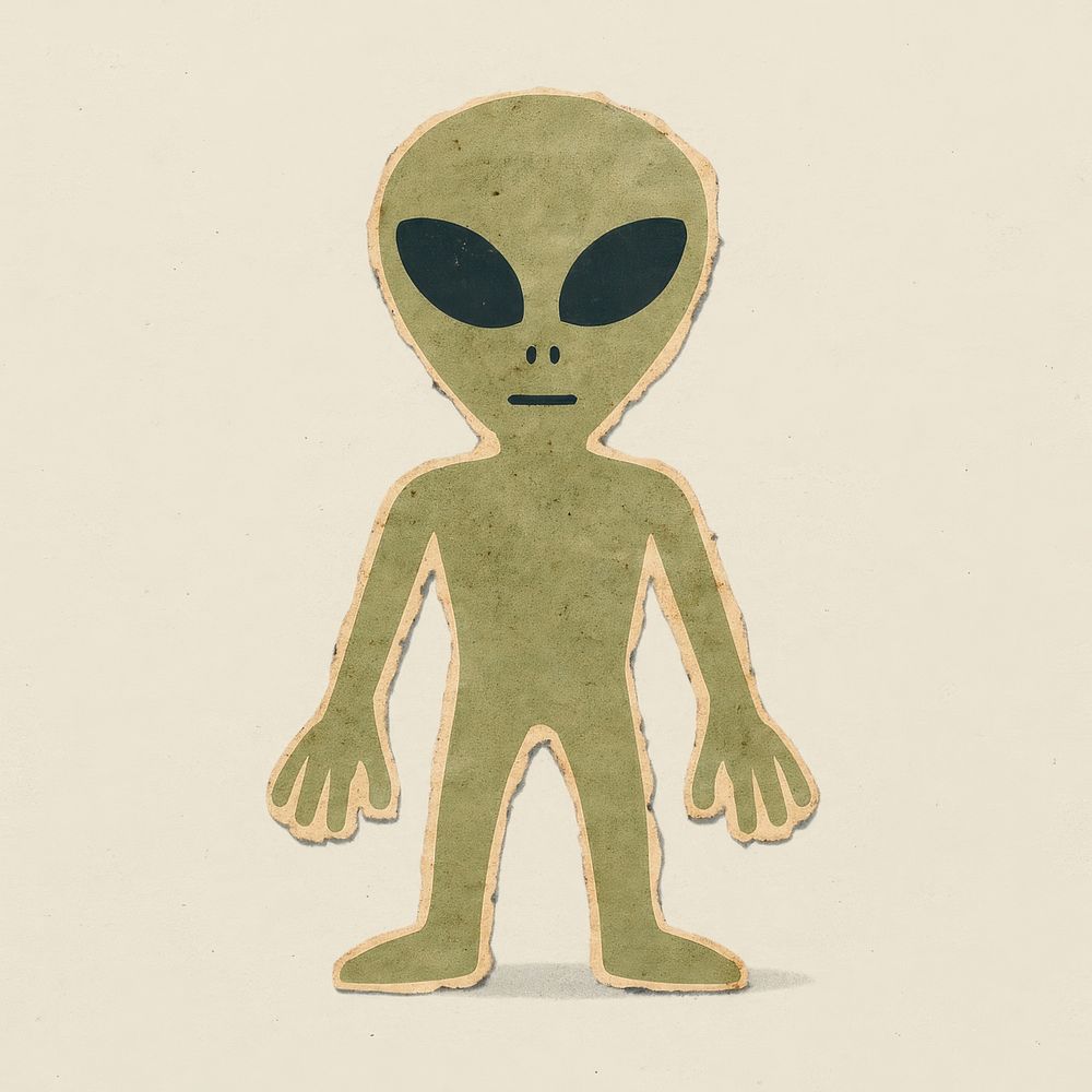Cartoon alien cutout illustration | Free Photo Illustration - rawpixel