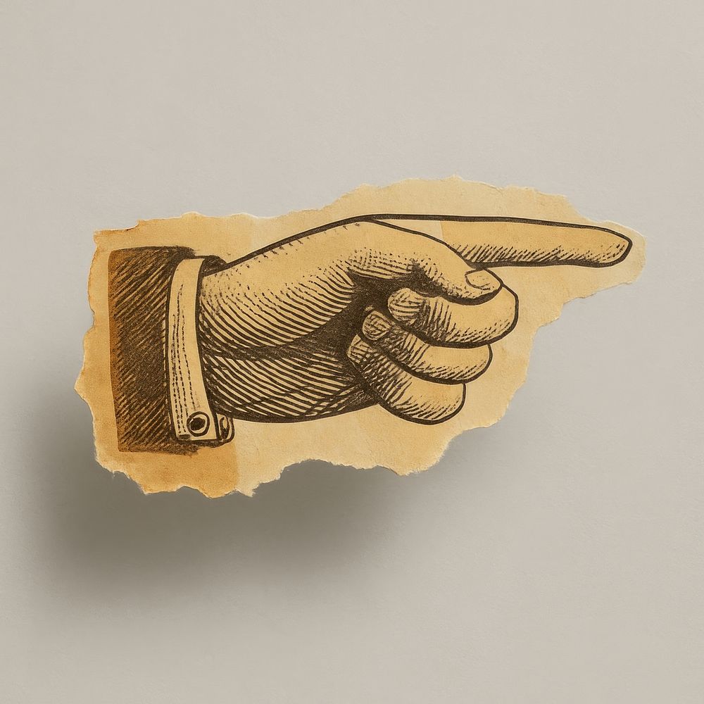 Vintage hand pointing illustration | Free Photo Illustration - rawpixel