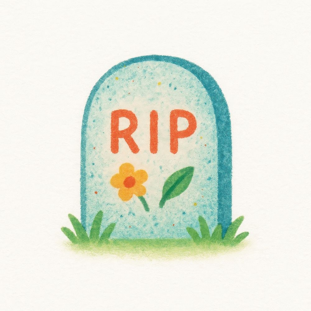 Whimsical gravestone with flower | Free Photo Illustration - rawpixel