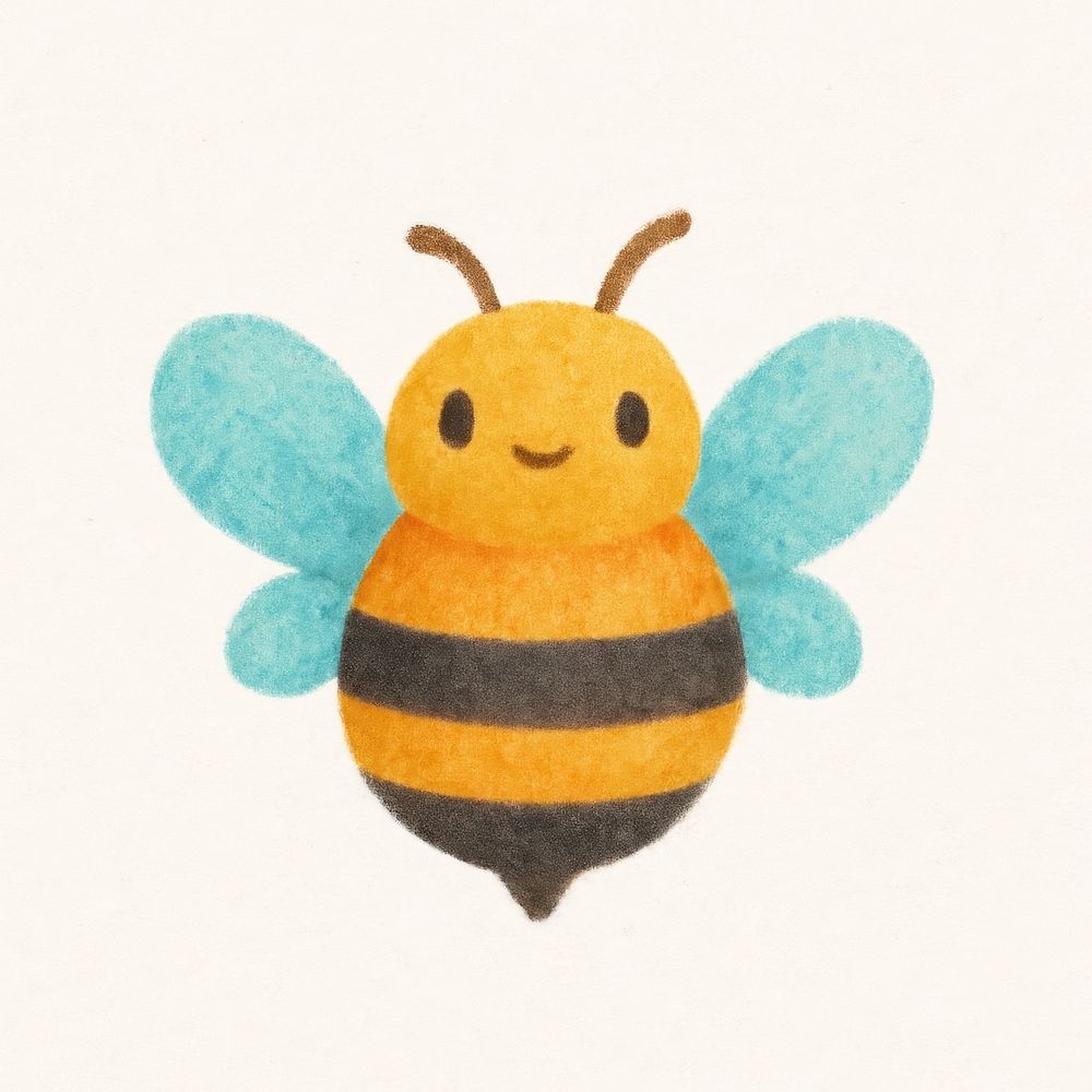 Cute whimsical bee illustration. | Free Photo Illustration - rawpixel