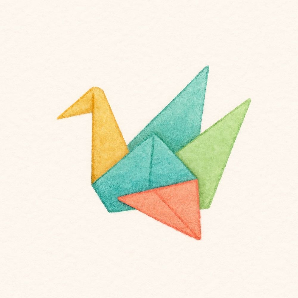 Colorful origami paper crane illustration | Free Photo Illustration ...