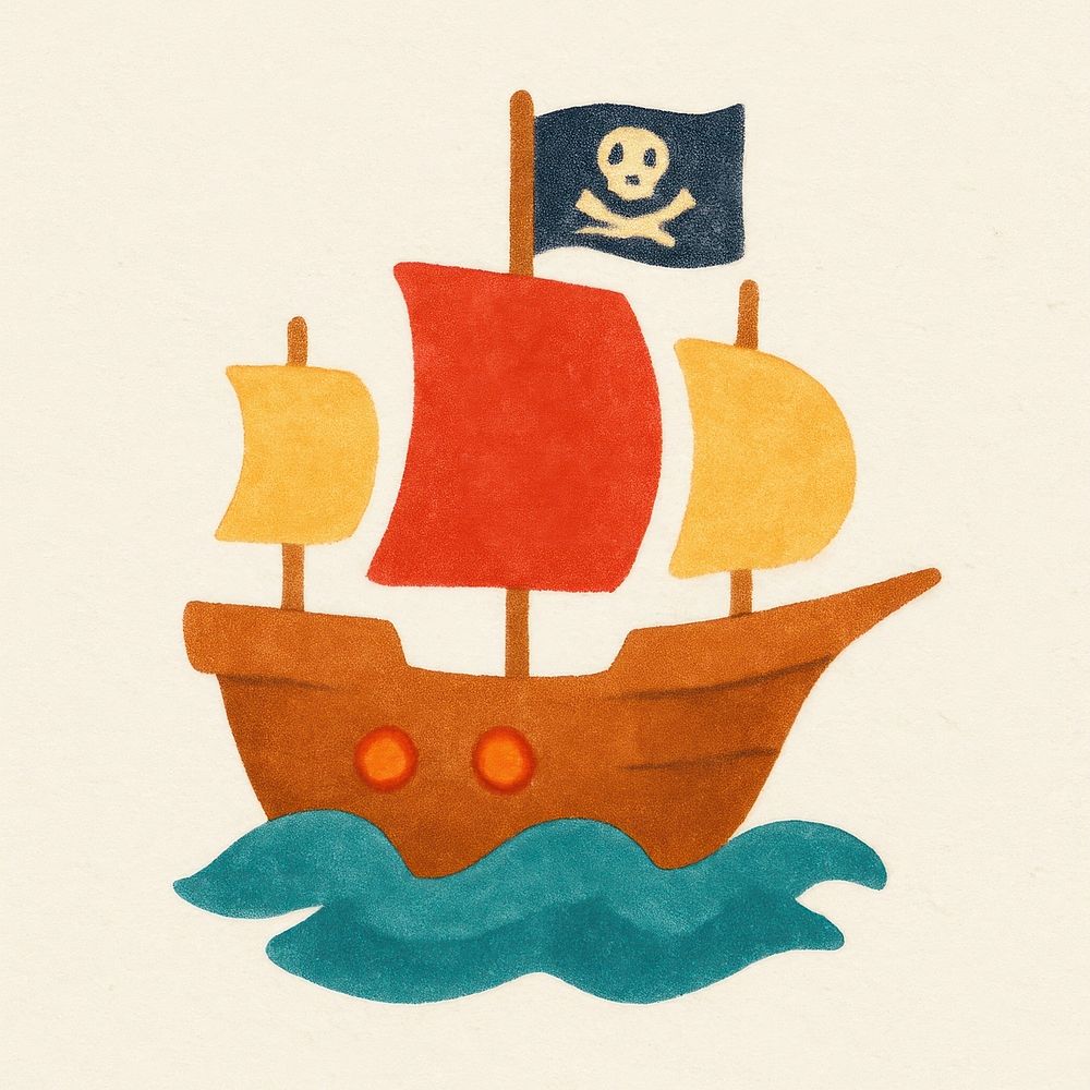 Colorful pirate ship illustration | Free Photo Illustration - rawpixel