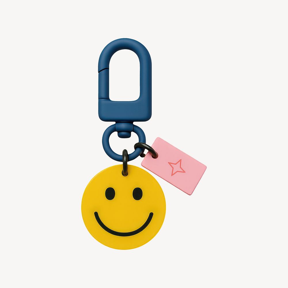 Smiley face keychain charm | Free Photo - rawpixel
