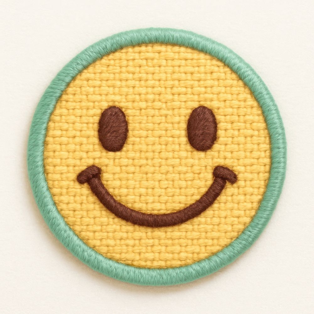 Embroidered smiley face patch | Free Photo Illustration - rawpixel