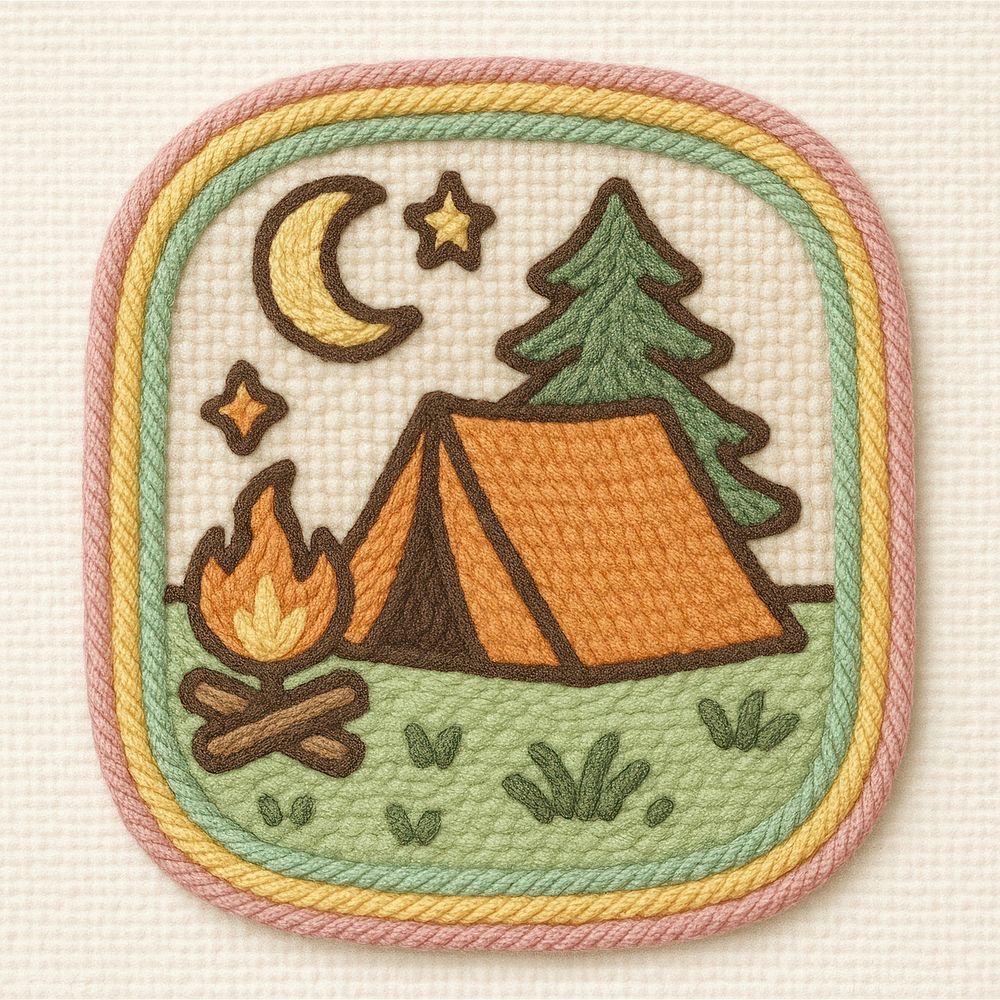 Cozy camping embroidered patch | Free Photo Illustration - rawpixel