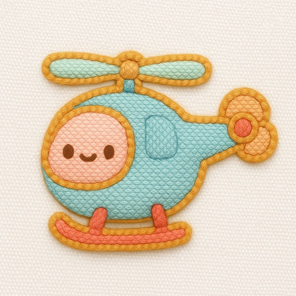 Cute embroidered helicopter illustration | Free Photo Illustration ...
