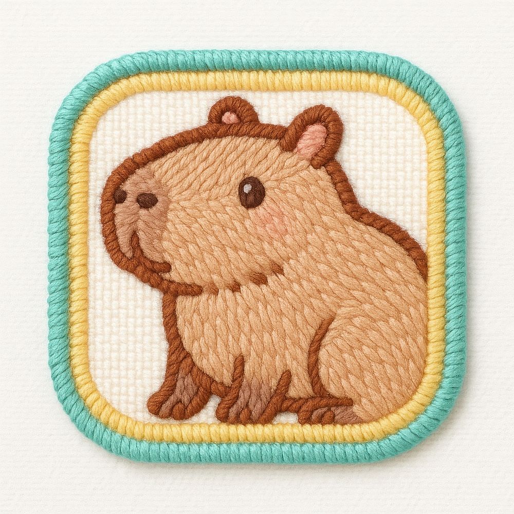 Cute embroidered capybara patch | Free Photo Illustration - rawpixel