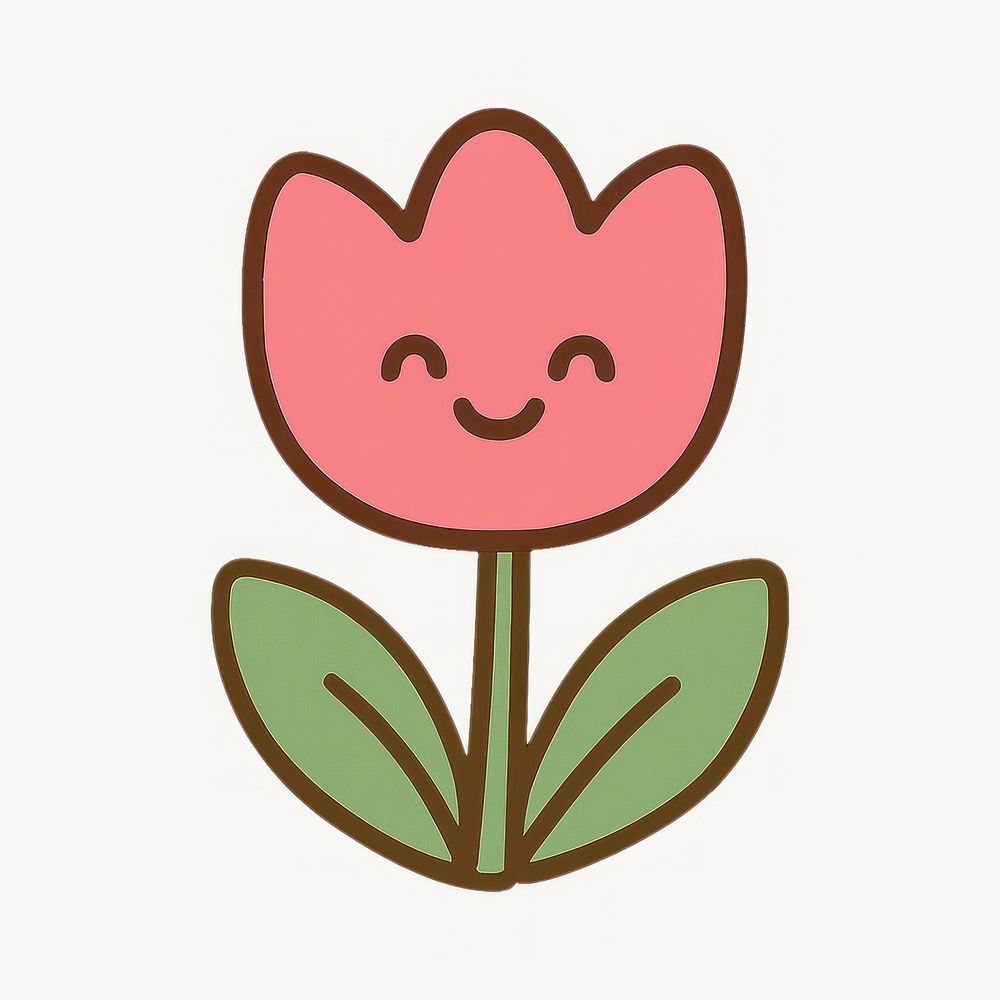 Cute smiling pink tulip illustration | Free Photo Illustration - rawpixel