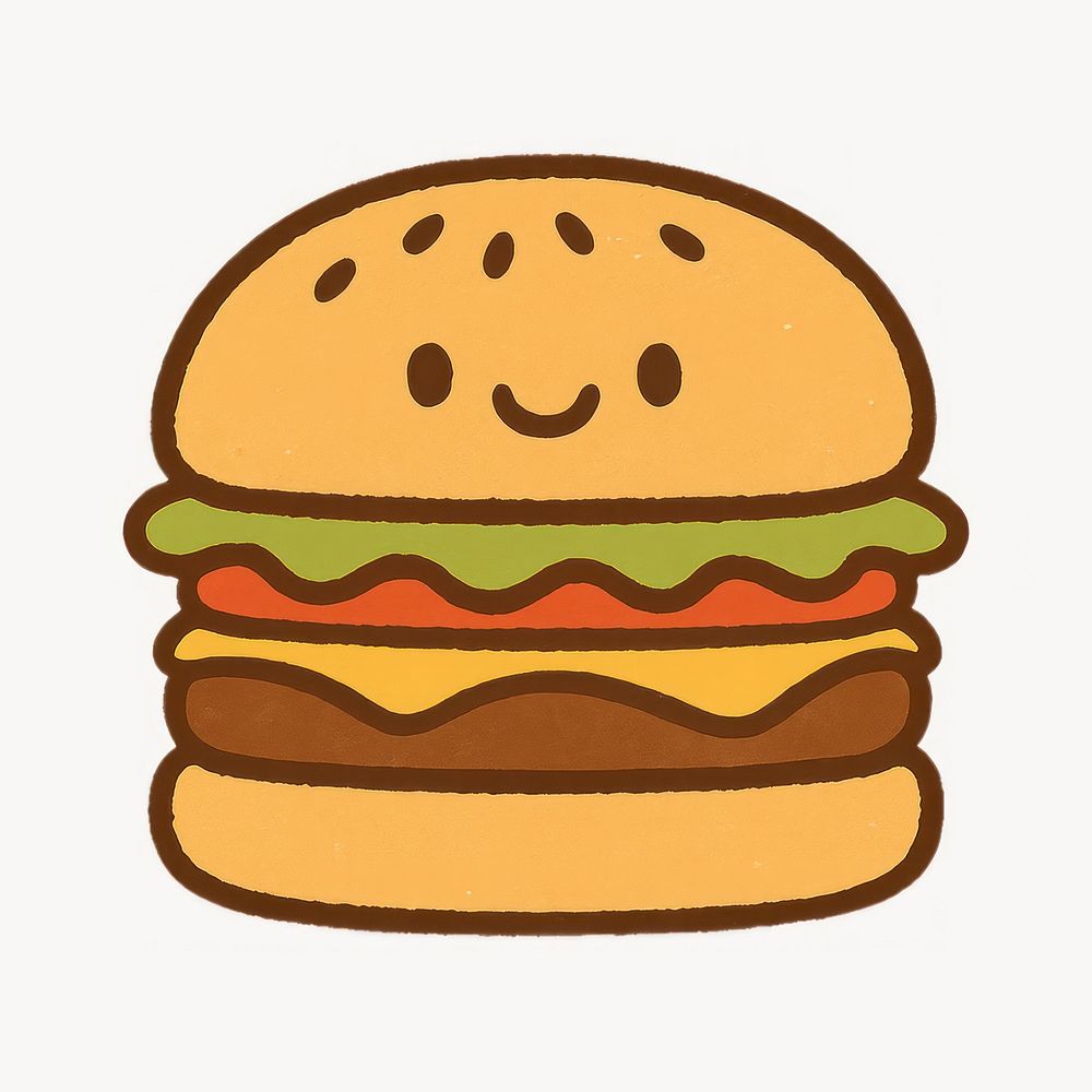 Cute smiling burger illustration | Free Photo Illustration - rawpixel