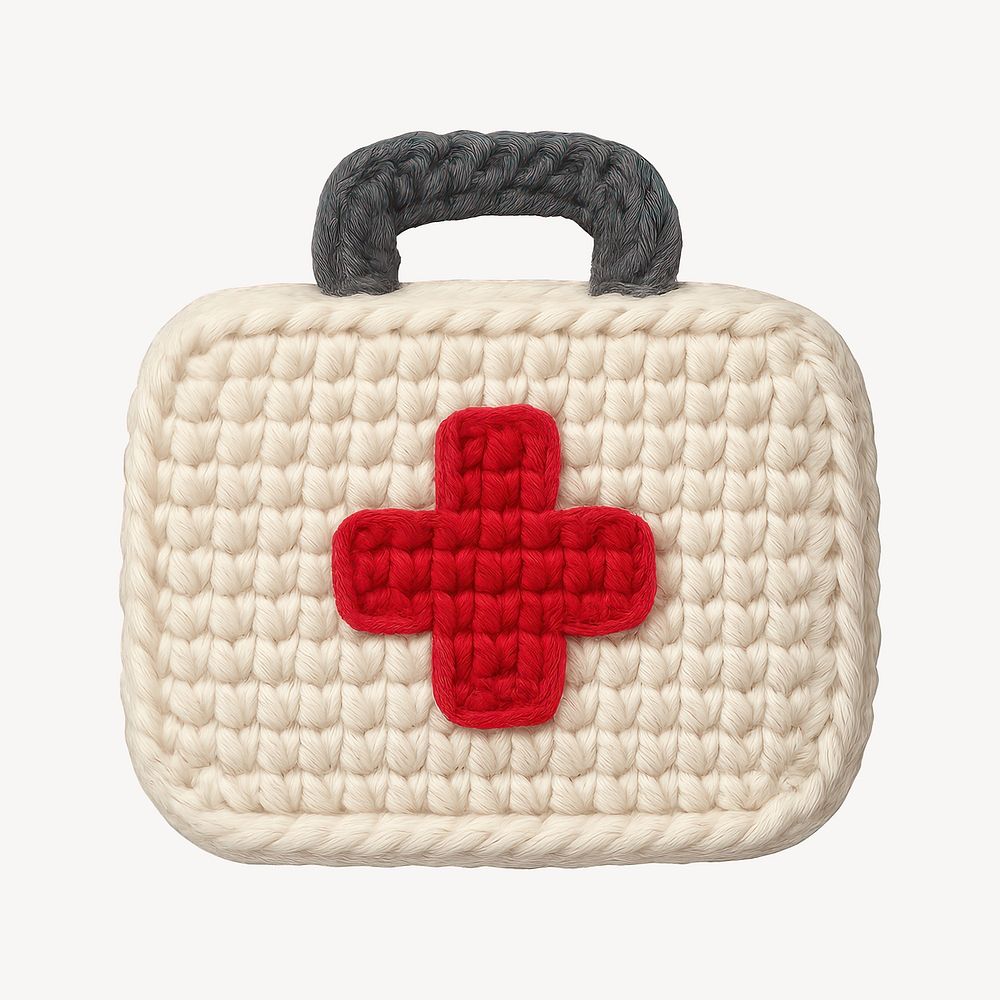 Crocheted first aid kit | Free Photo Illustration - rawpixel