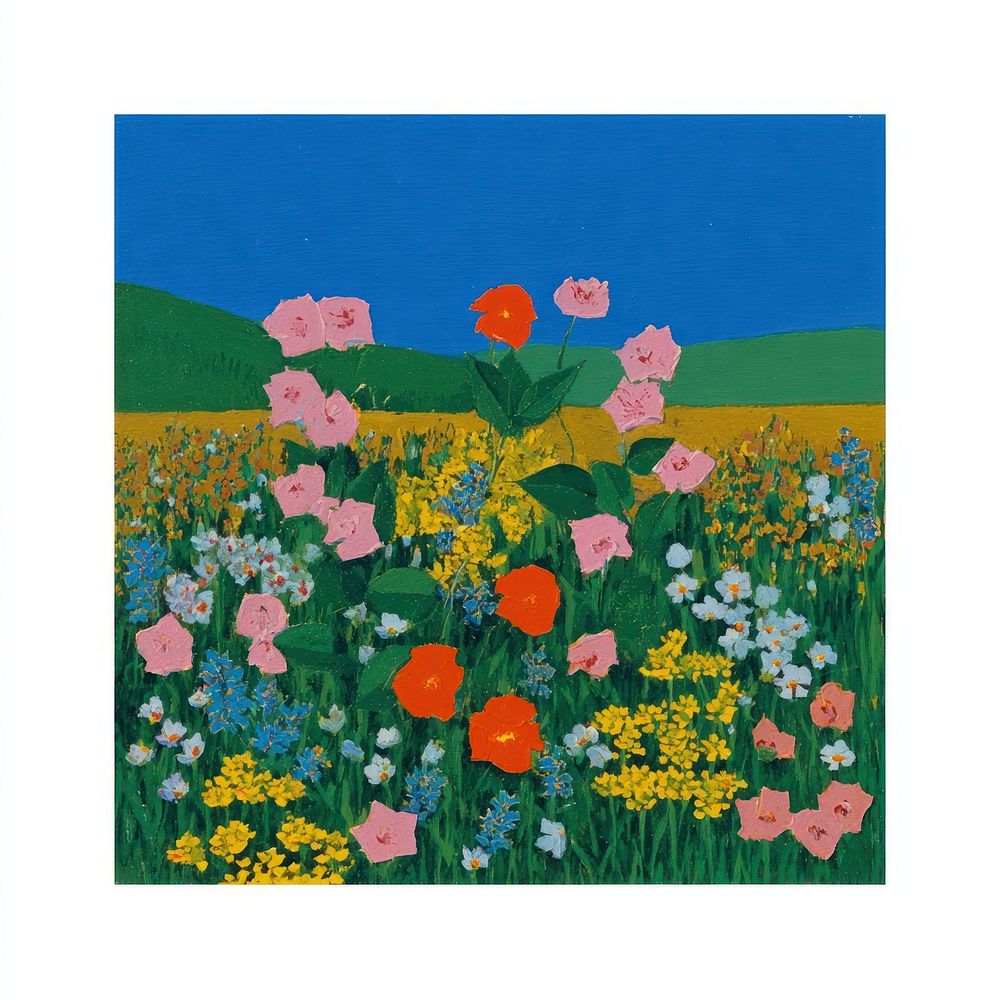 Summer flower field scene flowers | Free Photo Illustration - rawpixel