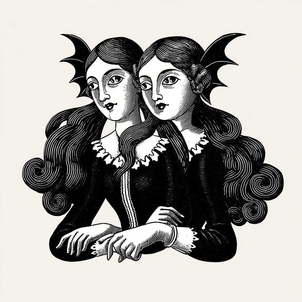 Gothic evil twins psyche illustration | Free Photo - rawpixel