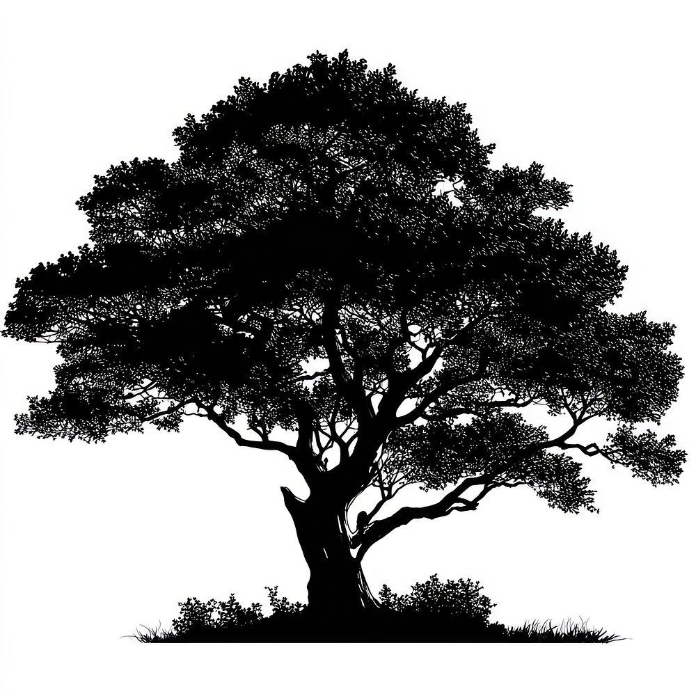 Silhouette tree black white art | Free Photo Illustration - rawpixel