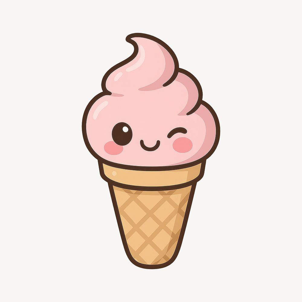 Cute winking ice cream cone | Free Photo Illustration - rawpixel