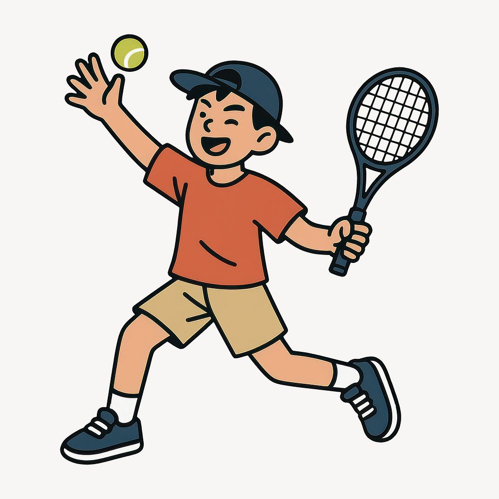 Boy playing tennis illustration vector | Free Vector - rawpixel