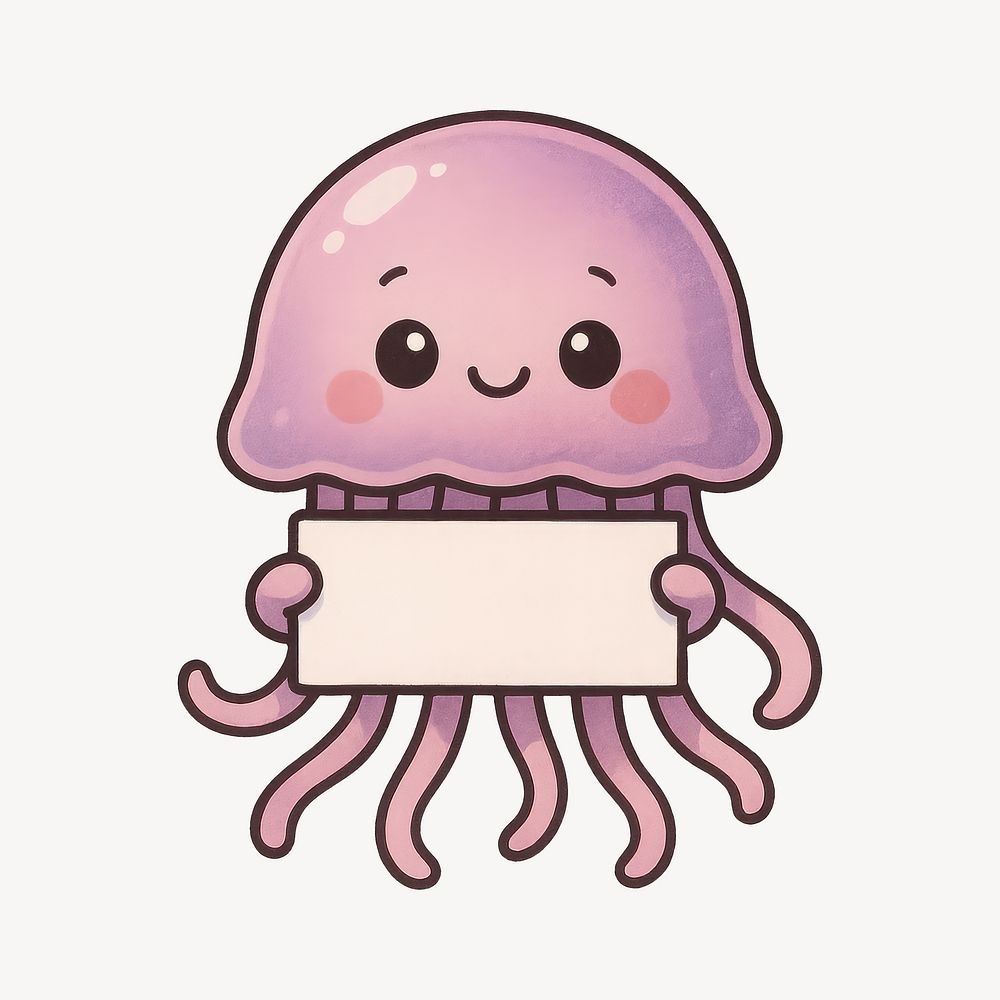 Cute jellyfish holding sign | Free Photo Illustration - rawpixel