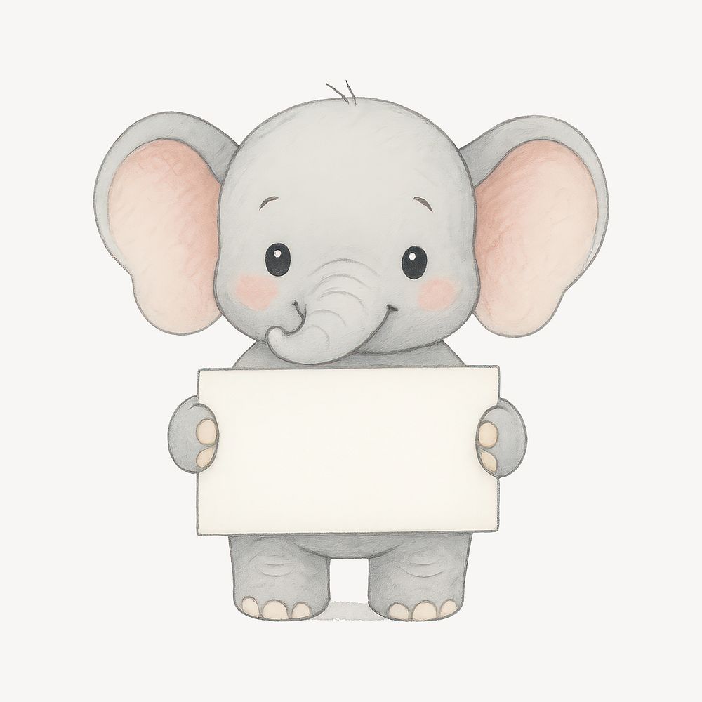 Cute elephant holding blank sign | Free Photo Illustration - rawpixel