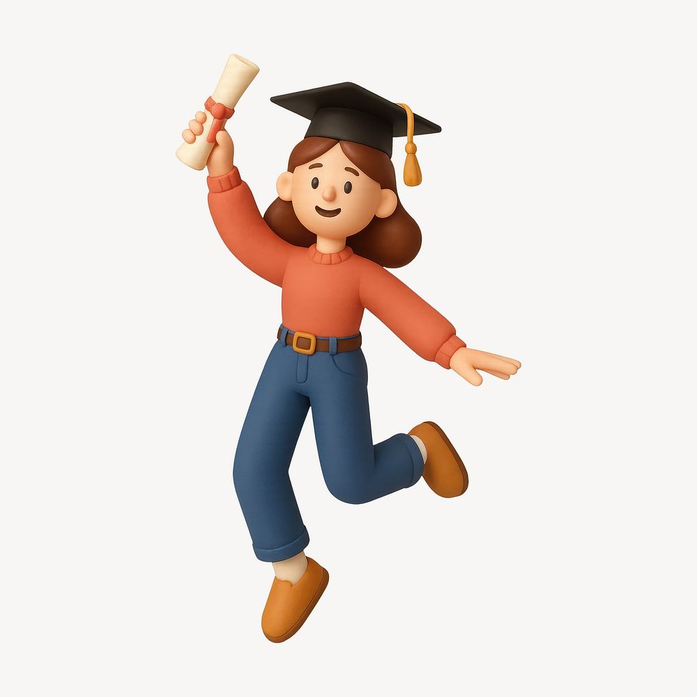 Celebratory graduate jumping illustration | Free Photo Illustration ...