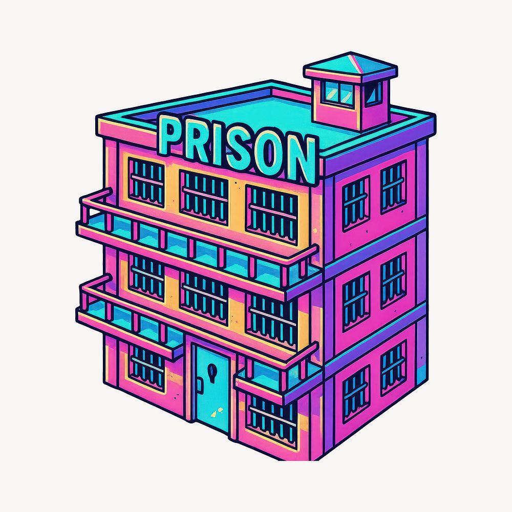 Colorful cartoon prison illustration | Free Photo Illustration - rawpixel