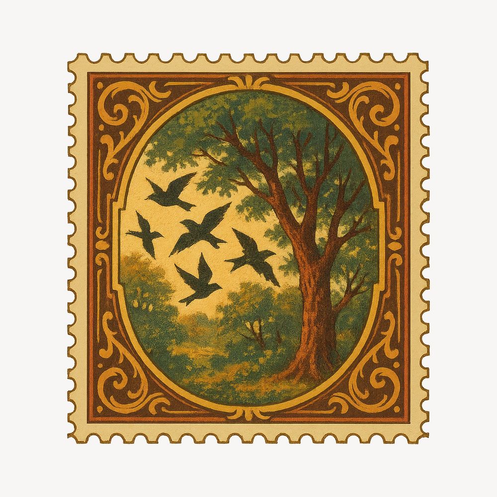 Vintage stamp nature illustration | Free Photo Illustration - rawpixel
