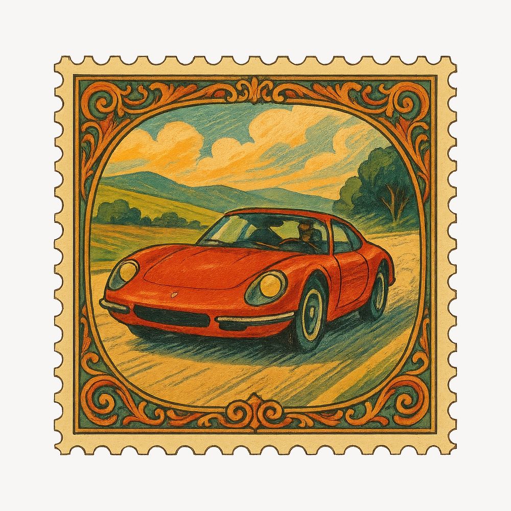 Vintage car stamp illustration | Free Photo Illustration - rawpixel