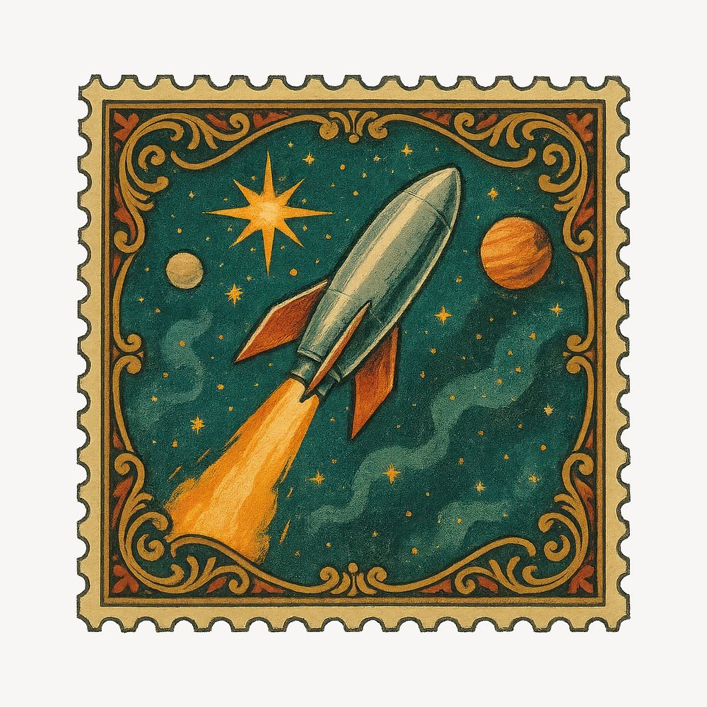 Vintage rocket stamp illustration | Free Photo Illustration - rawpixel