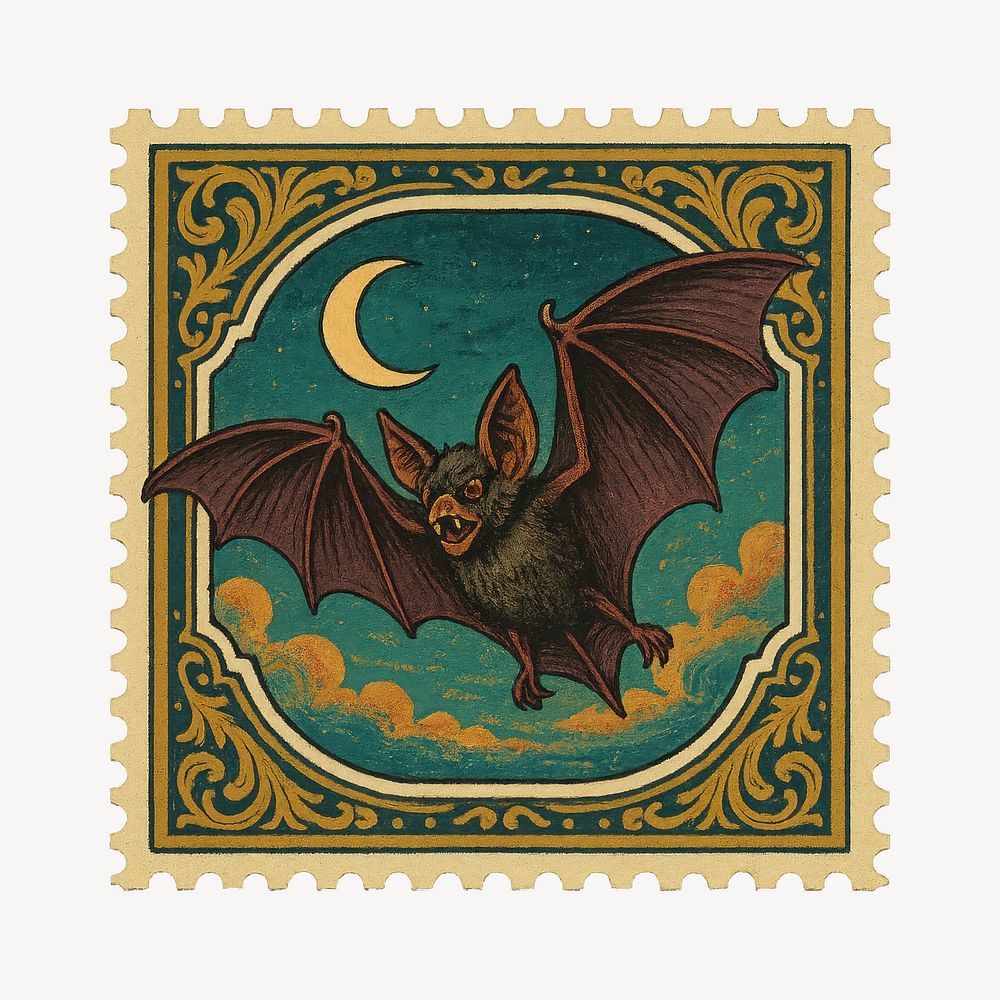 Vintage bat illustration stamp | Free Photo Illustration - rawpixel