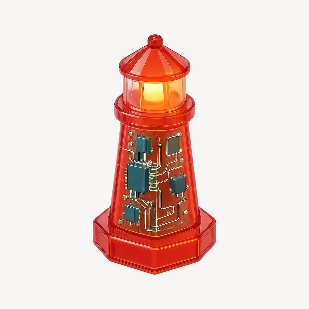 Futuristic lighthouse with circuit | Free Photo Illustration - rawpixel