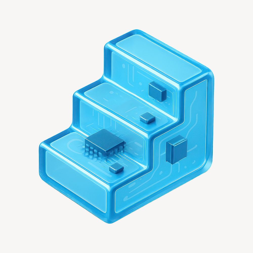 Futuristic blue digital staircase | Free Photo Illustration - rawpixel