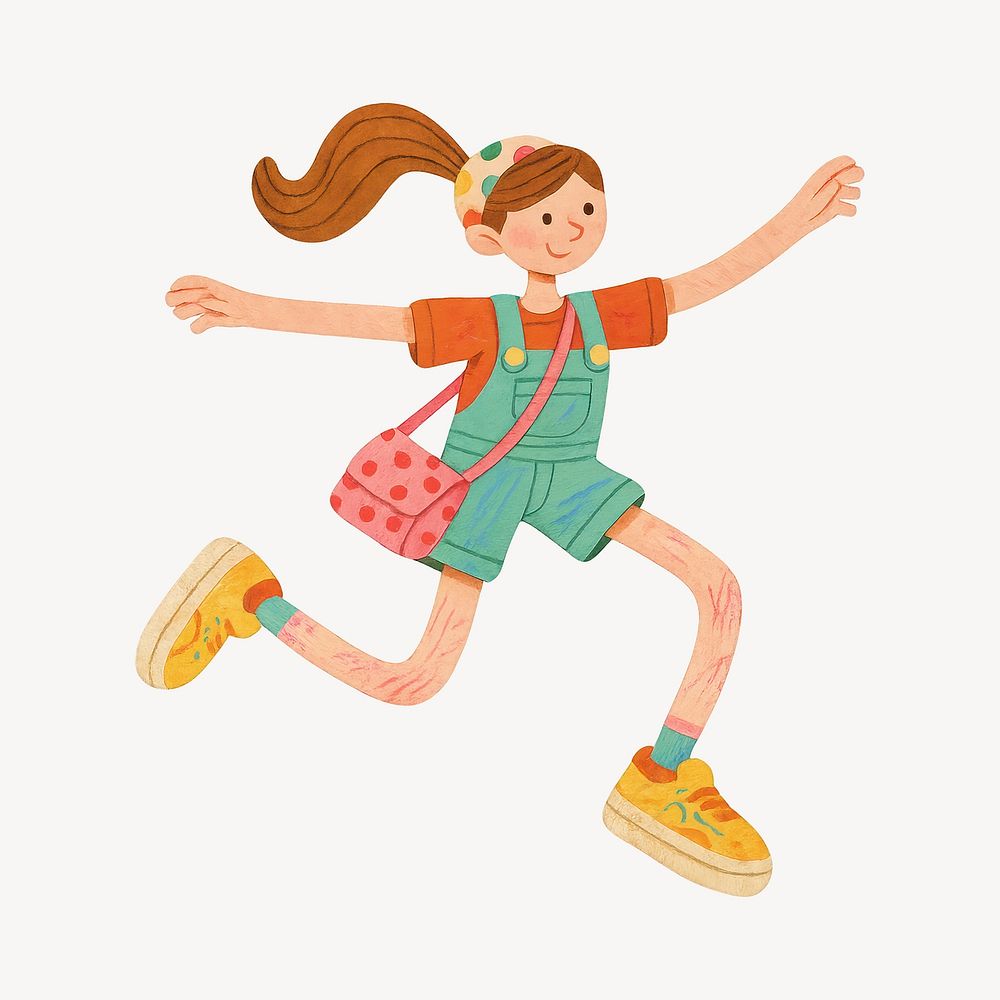 Joyful child leaping illustration | Free Photo Illustration - rawpixel