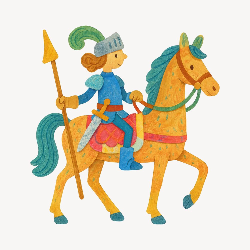 Colorful knight riding horse illustration | Free Photo Illustration ...