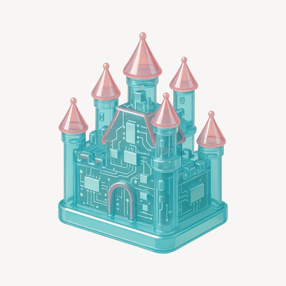 Futuristic digital castle illustration | Free Photo Illustration - rawpixel