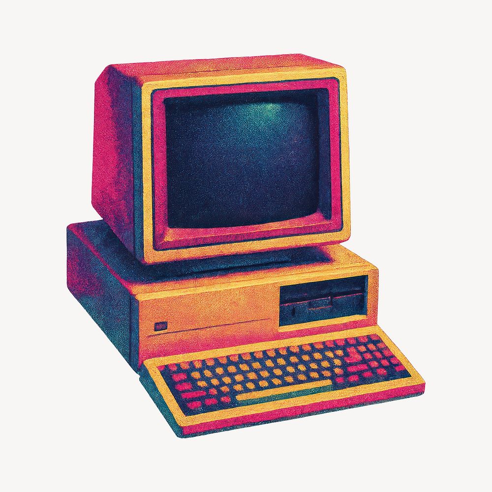 Retro computer vibrant illustration | Free Photo Illustration - rawpixel