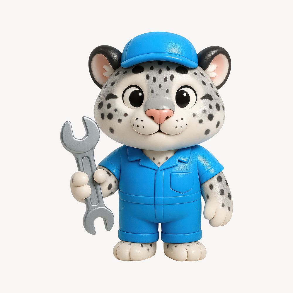 Cartoon leopard mechanic illustration | Free Photo Illustration - rawpixel