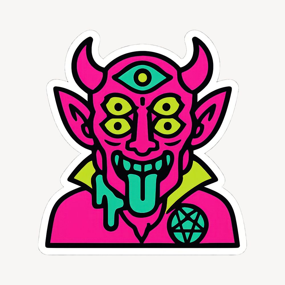 Colorful demonic cartoon sticker | Free Photo Illustration - rawpixel