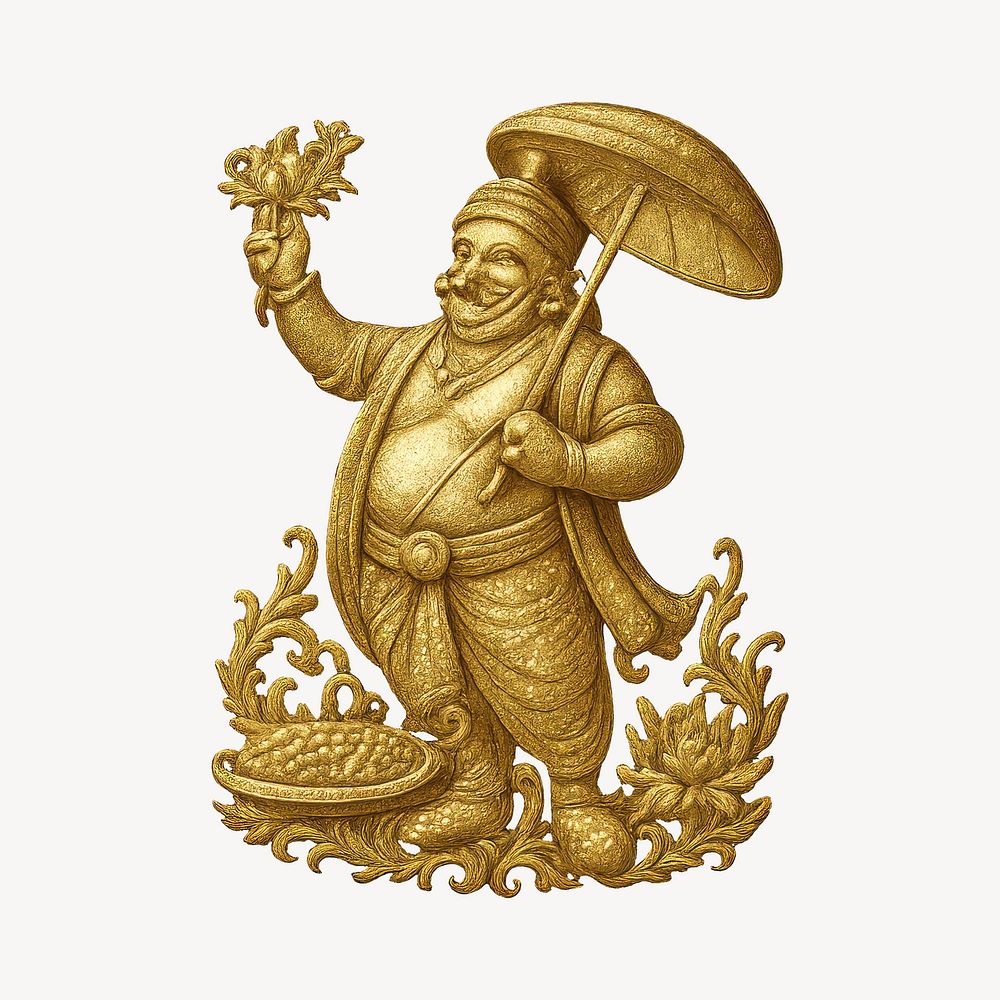 Golden deity with umbrella sculpture | Free Photo Illustration - rawpixel