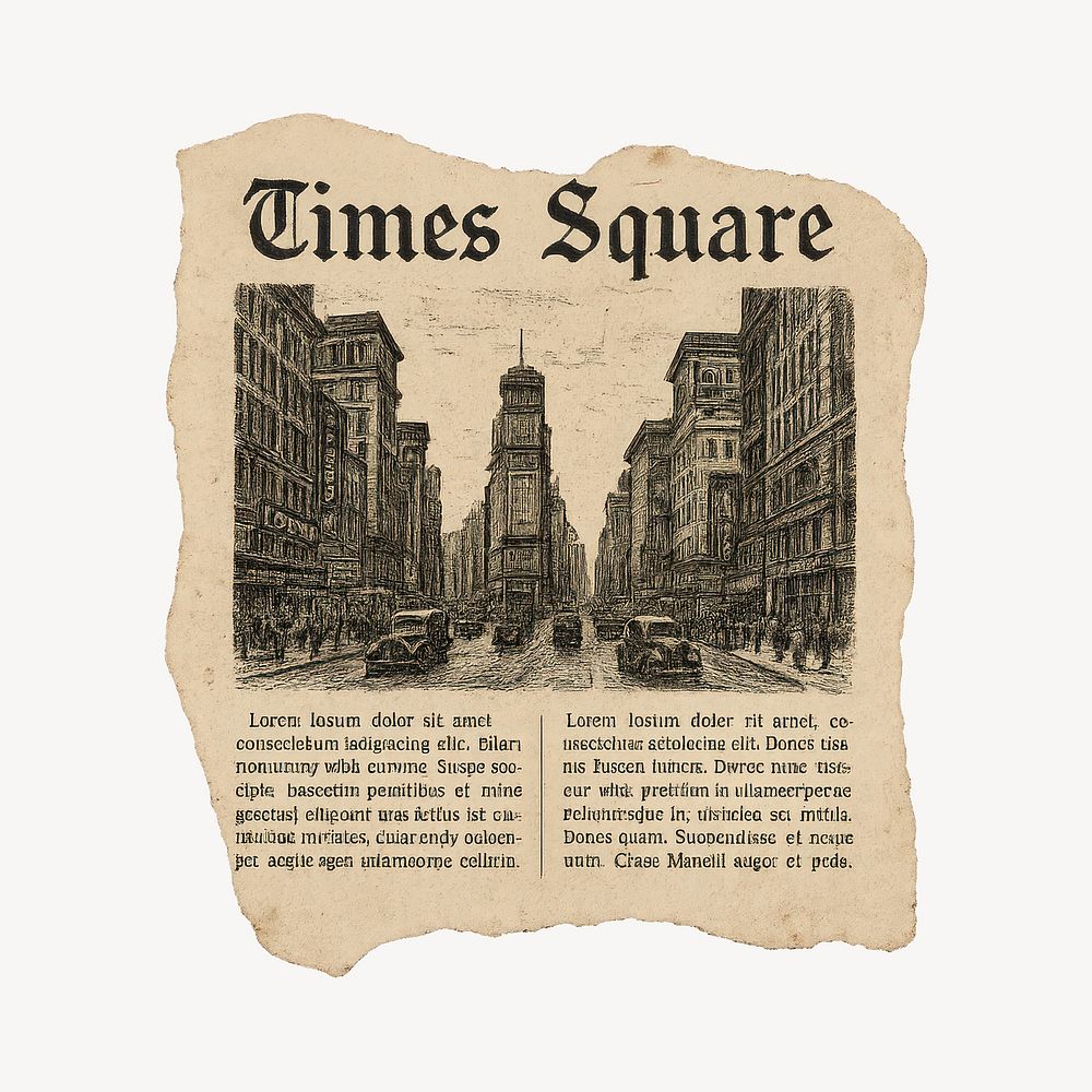 Vintage Times Square newspaper illustration | Free Photo Illustration ...