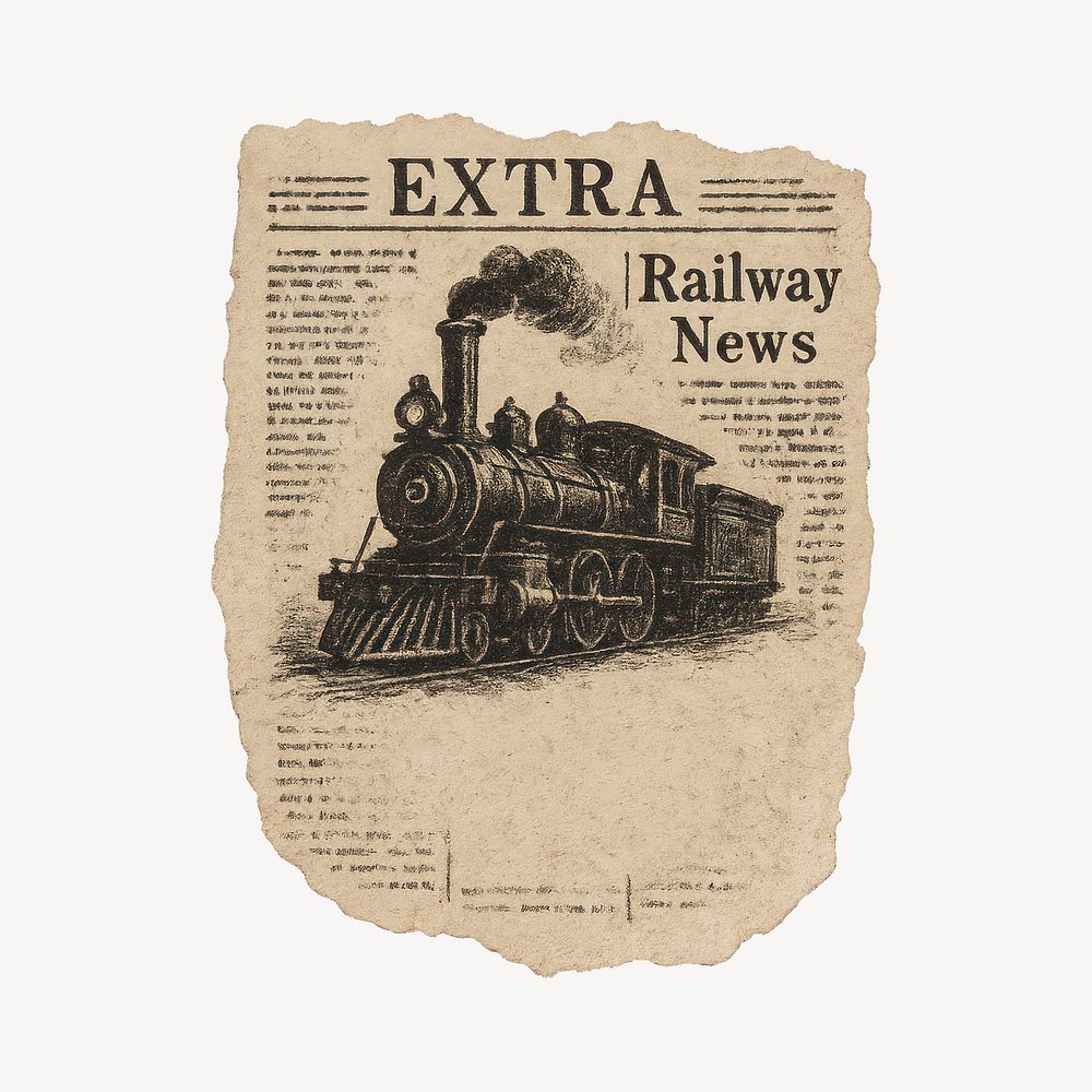Vintage train newspaper illustration | Free Photo Illustration - rawpixel