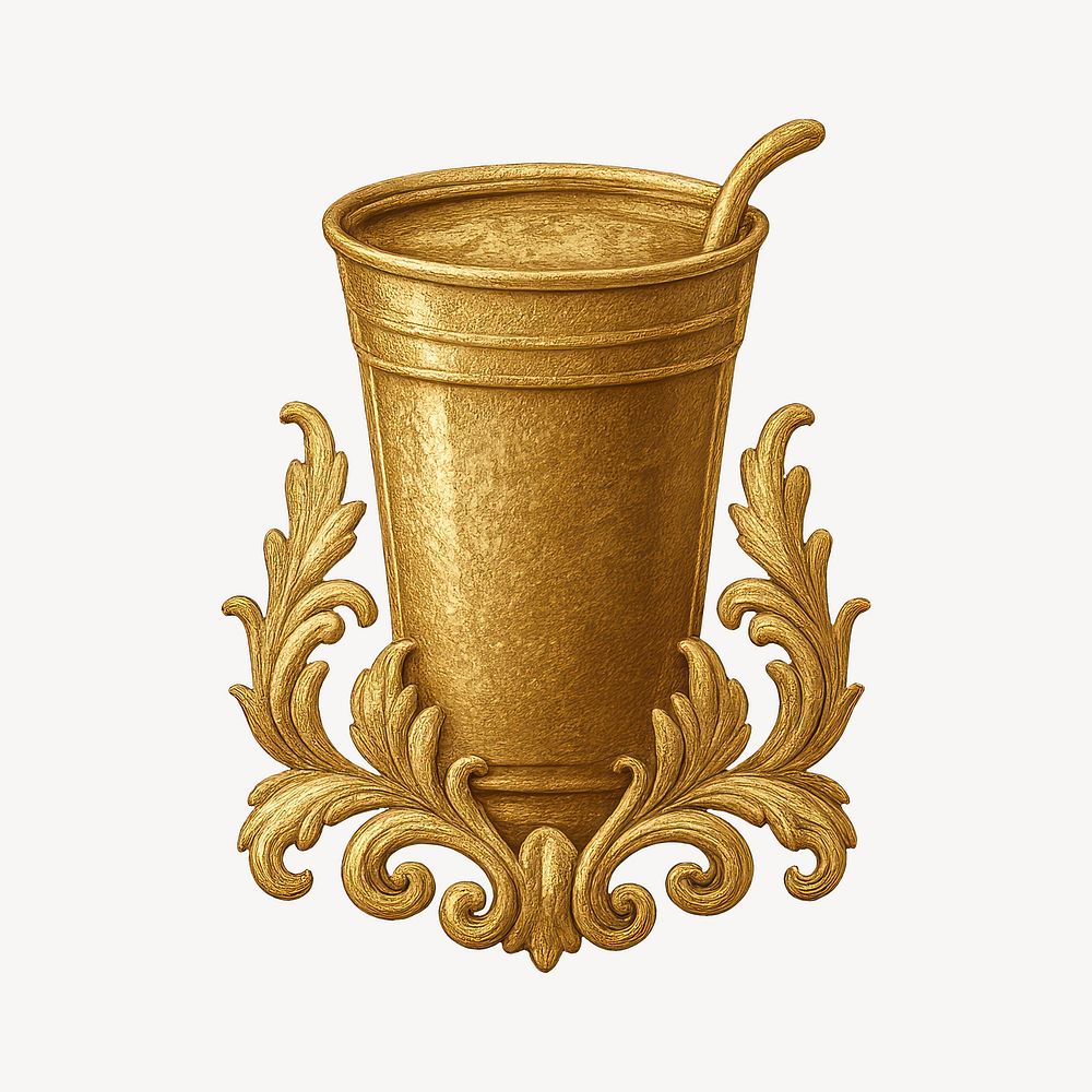 Ornate golden beverage emblem | Free Photo Illustration - rawpixel