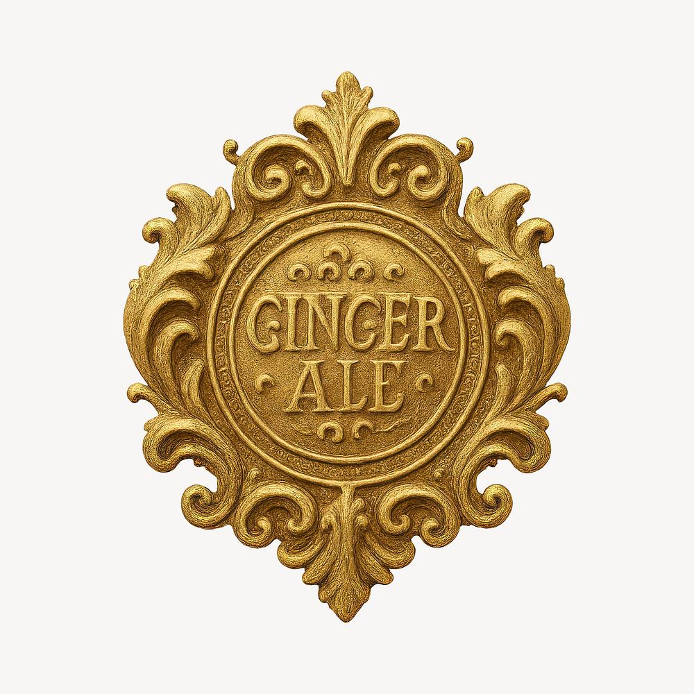Ornate golden ginger ale emblem | Free Photo Illustration - rawpixel