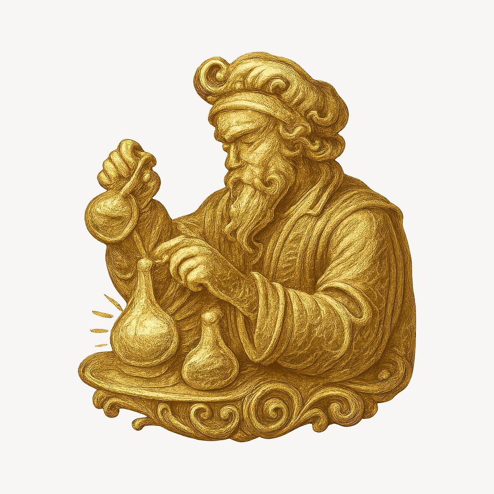 Ancient alchemist golden sculpture | Free Photo Illustration - rawpixel
