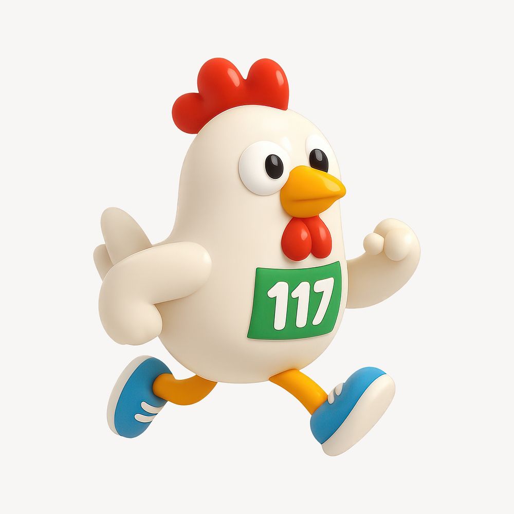 Cartoon chicken running race | Free Photo Illustration - rawpixel