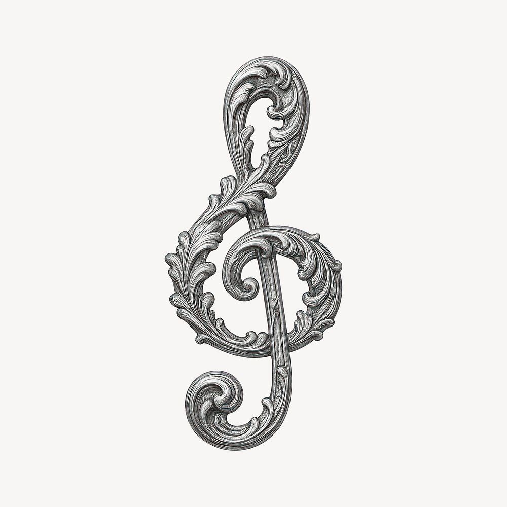 Ornate silver treble clef design | Free Photo - rawpixel