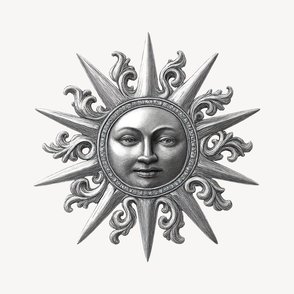 Decorative sun face emblem | Free Photo - rawpixel