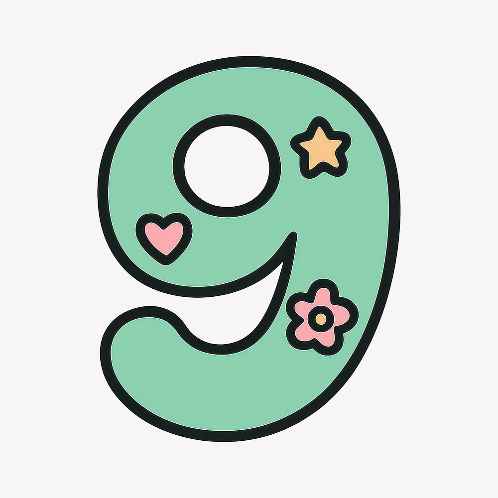 Playful number nine illustration | Free Photo Illustration - rawpixel