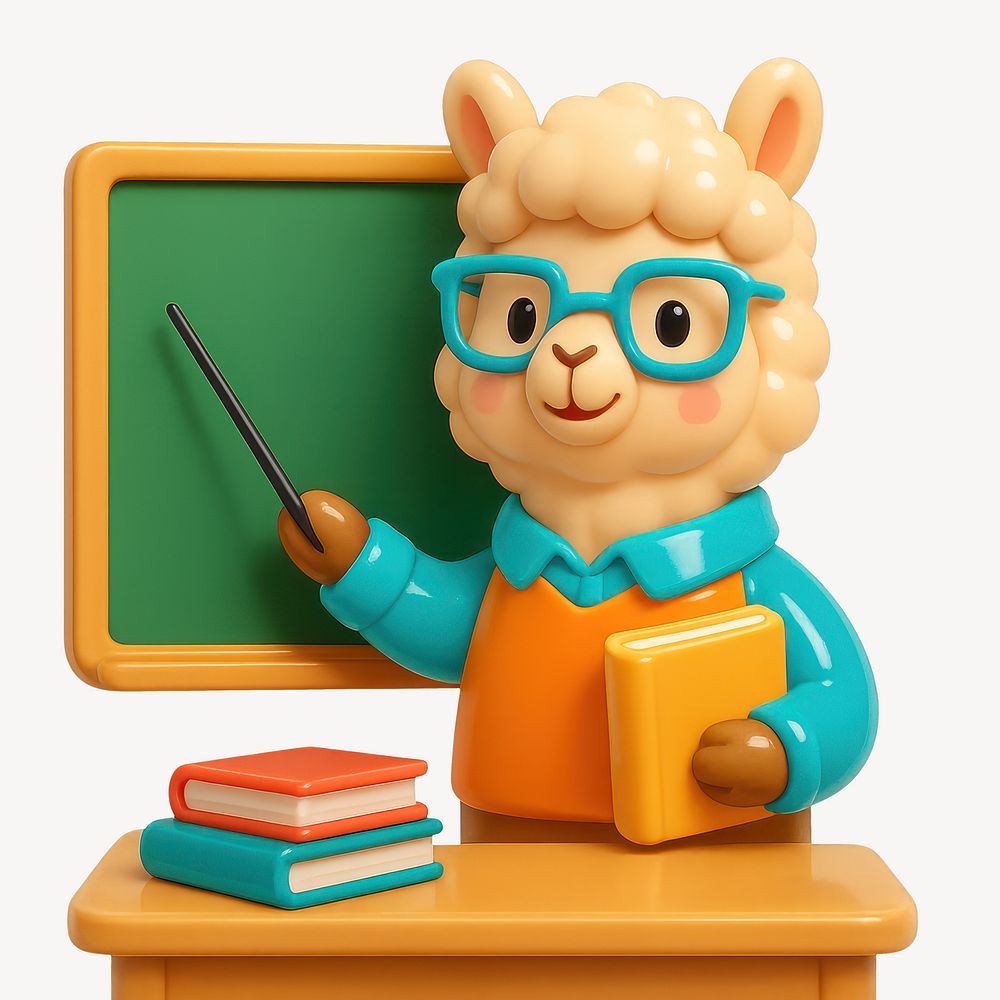 Cartoon llama teacher illustration | Free Photo Illustration - rawpixel