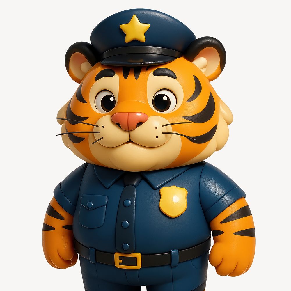 Cute tiger police officer illustration | Free Photo Illustration - rawpixel
