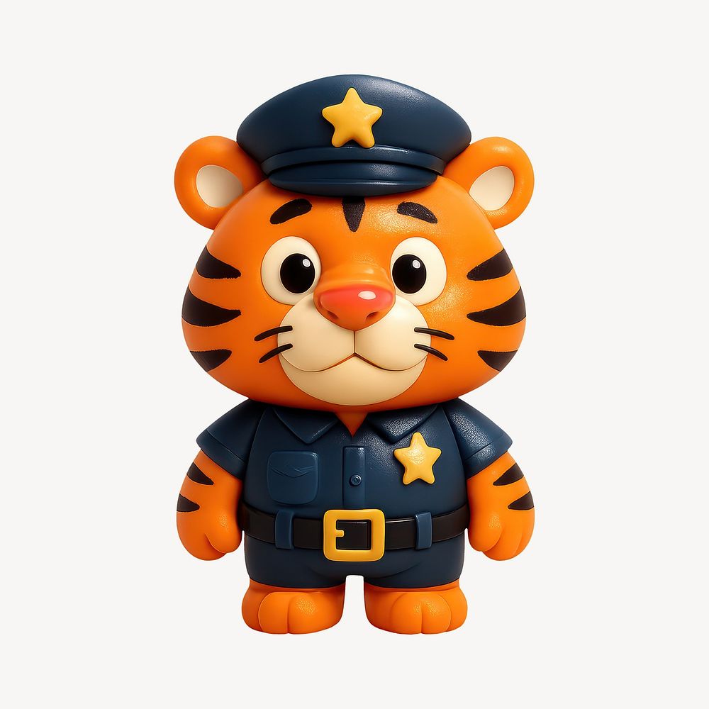Cute tiger police officer illustration | Free Photo Illustration - rawpixel