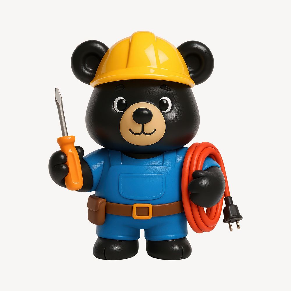 Cute bear electrician illustration | Free Photo Illustration - rawpixel